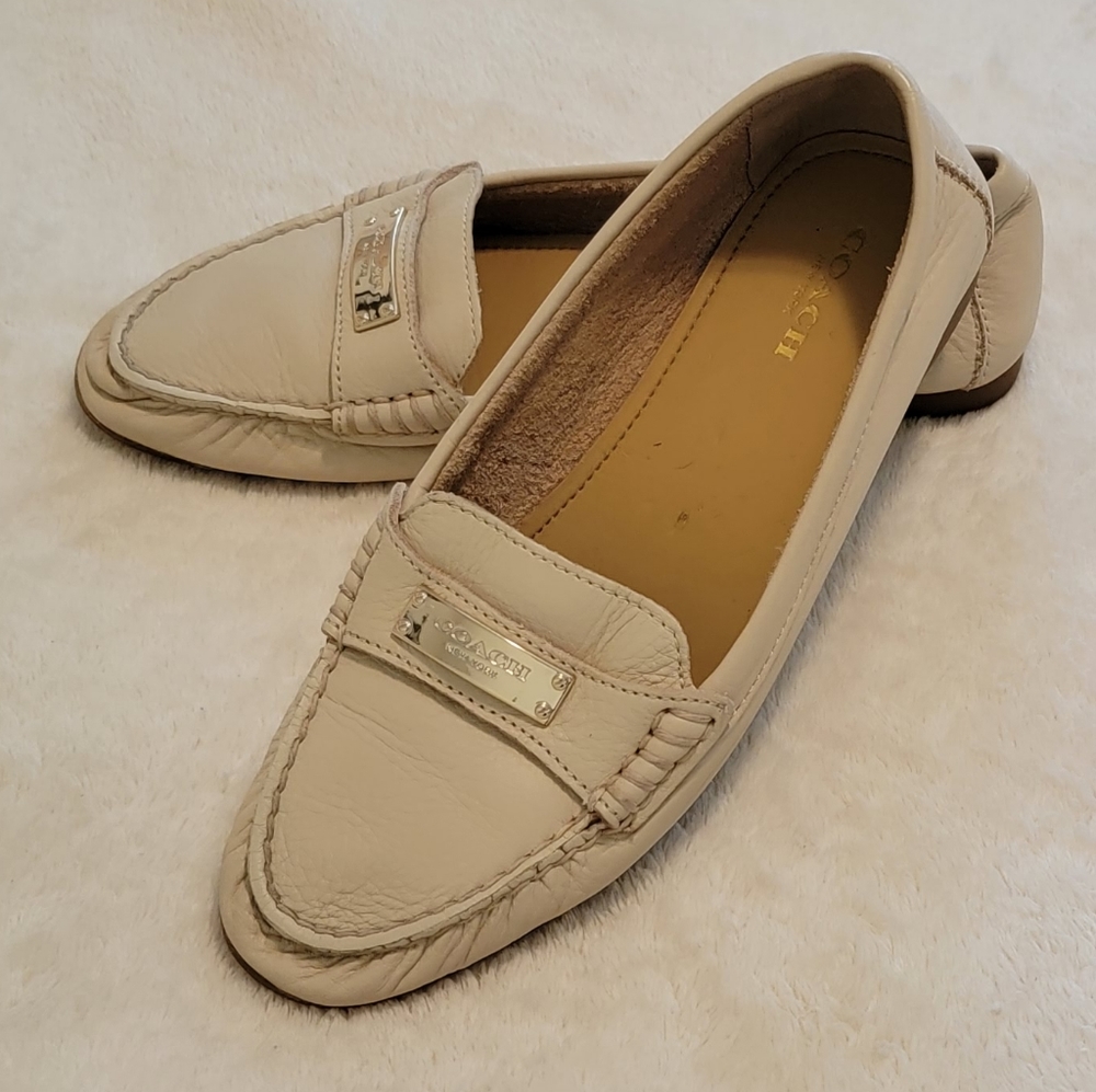 Coach Fredrica Pebble Grain Leather Loafers Size 6.5 - Gem